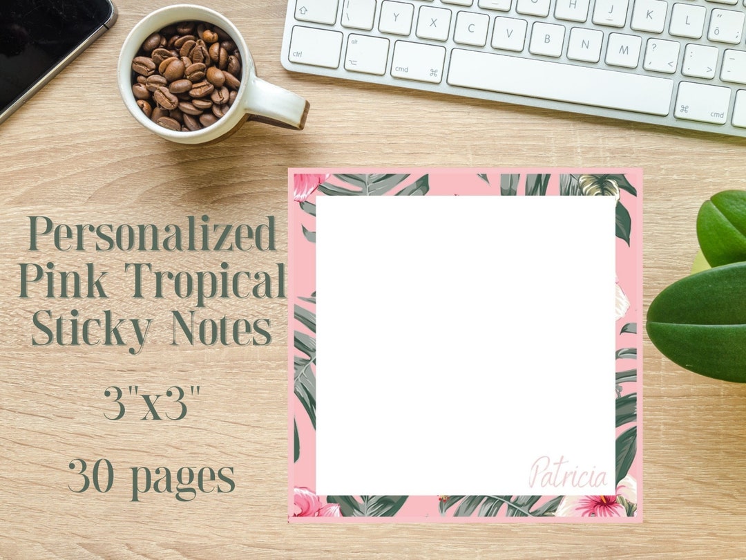 Personalized Sticky Notes Pink Tropical Design Personalized - Etsy