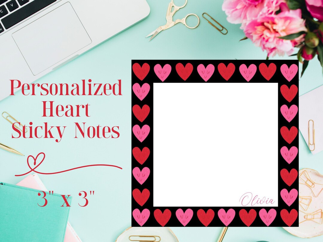 Personalized Heart Sticky Notes, Personalized Gift, Valentine's Day ...