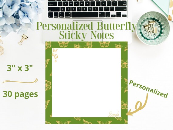 Personalized Butterfly Sticky Notes Custom Sticky Notepad - Etsy