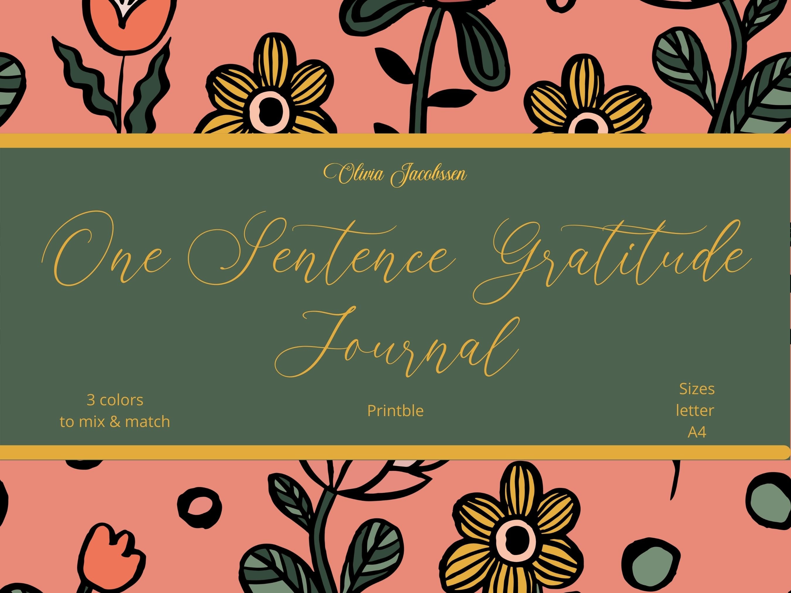 Printable One Sentence Gratitude Journal, Gratitude Daily Journal Pages ...