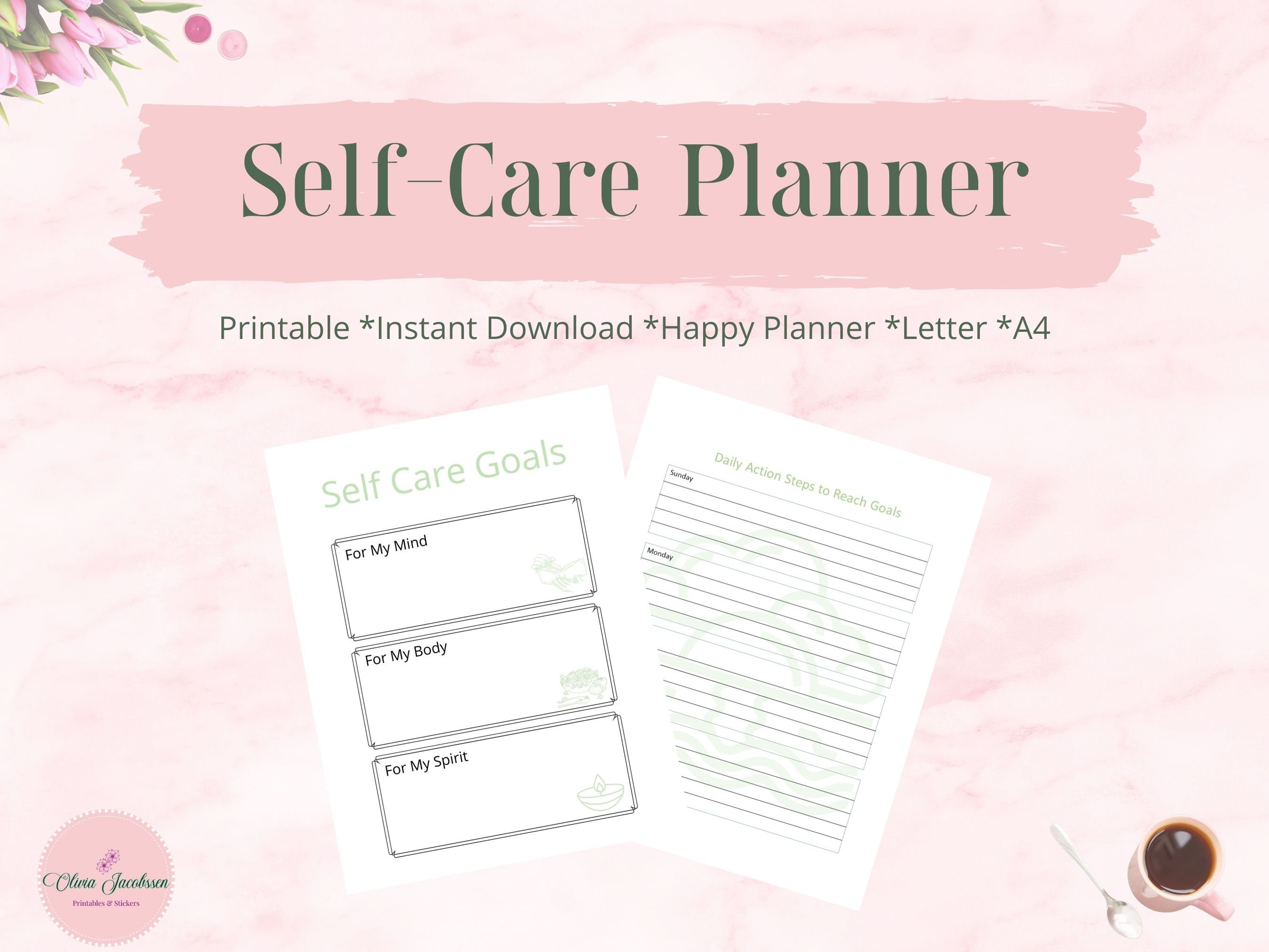 Printable Self Care Planner, Undated Monthly Calendars, Monthly Self ...