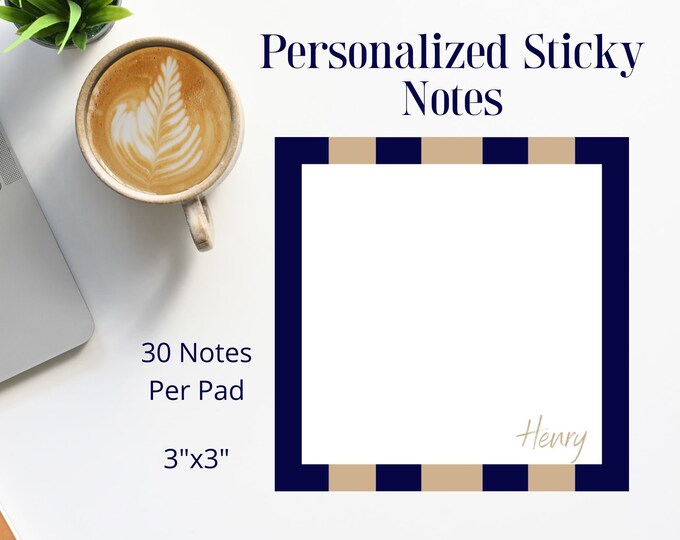 Personalized Sticky Notes With Anchor and Custom Name // 3x3, 50 Sheets ...