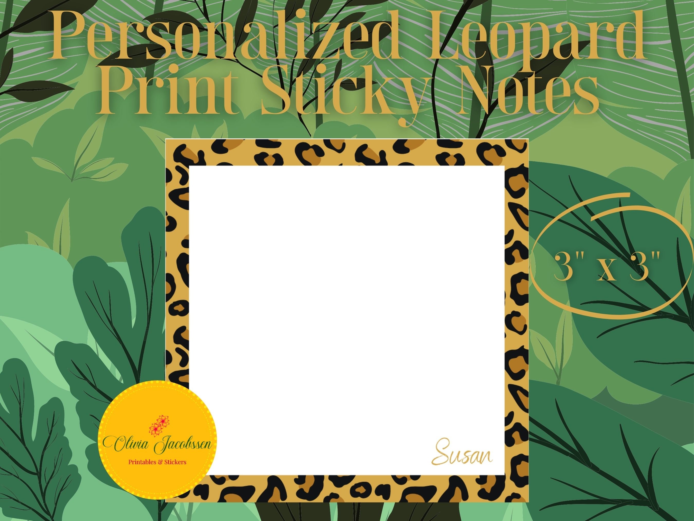 Personalized Leopard Print Sticky Notes, Custom Sticky Notes, Leopard ...