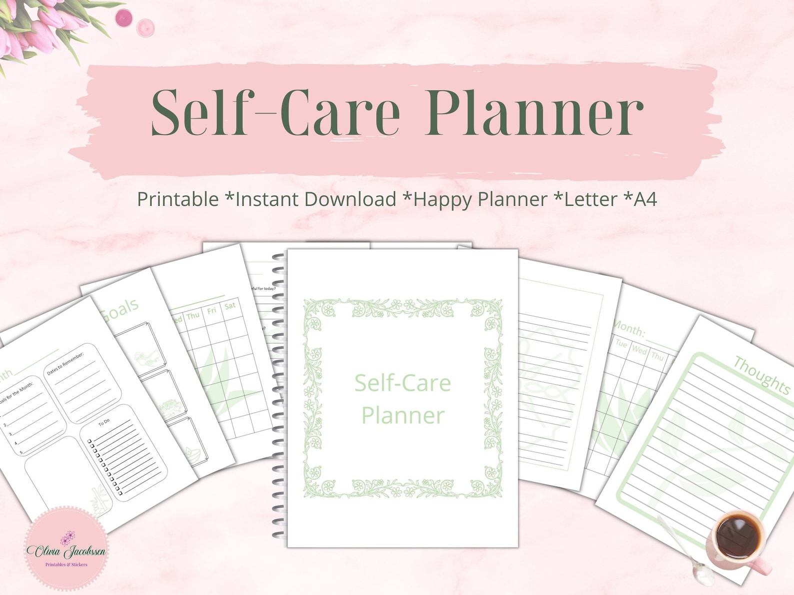 Printable Self Care Planner, Undated Monthly Calendars, Monthly Self ...