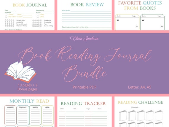 Book Reading Journal Bundle Book Reviews Reading Tracker - Etsy