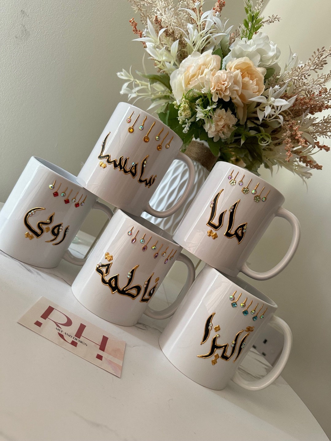 Personalised Mugs - Hand Painted Handmade Arabic English Coffee and Tea ...