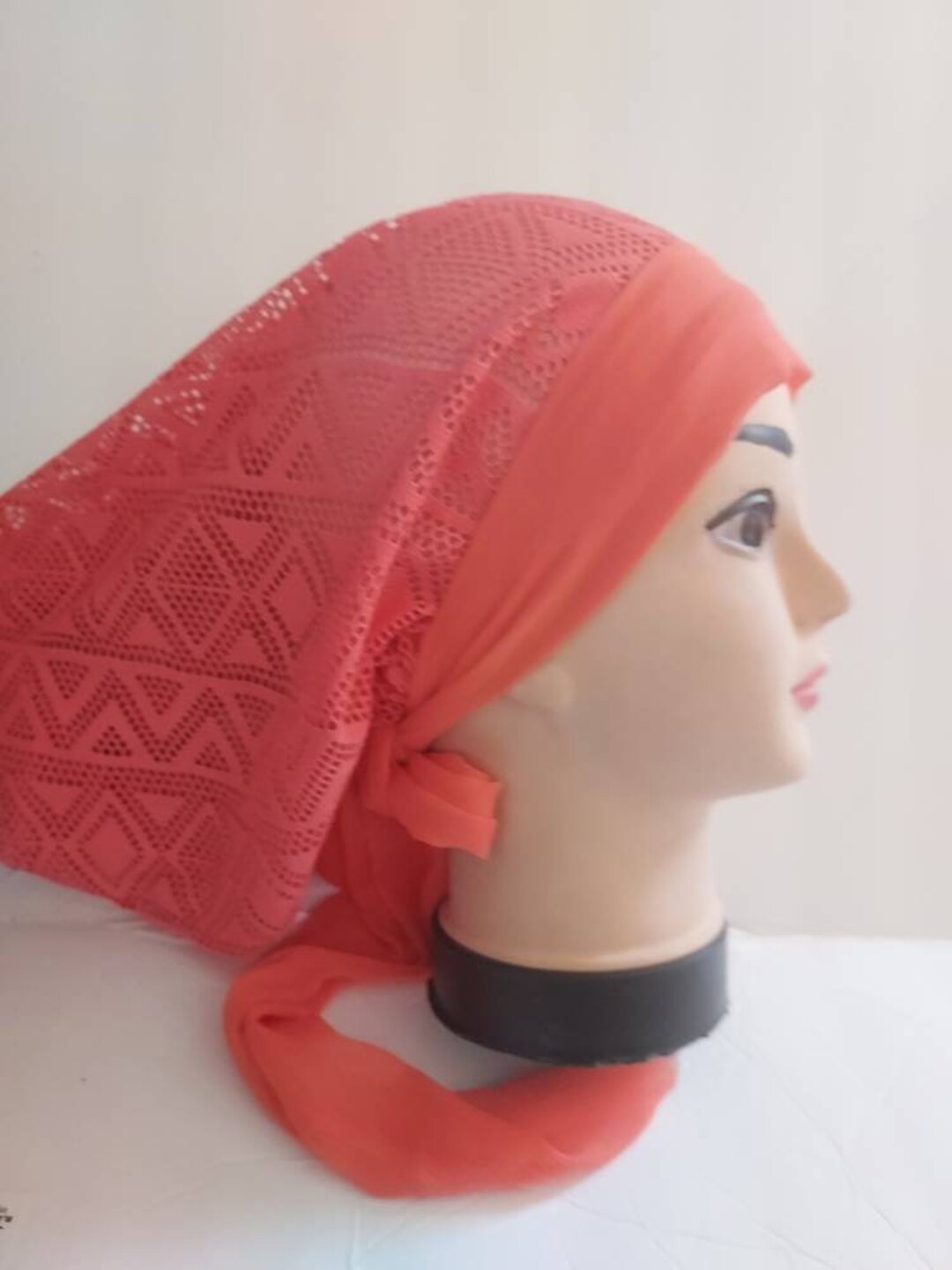 Mesh Hair Bonnet With Removable Headband / Headcover / Orange Beanie ...