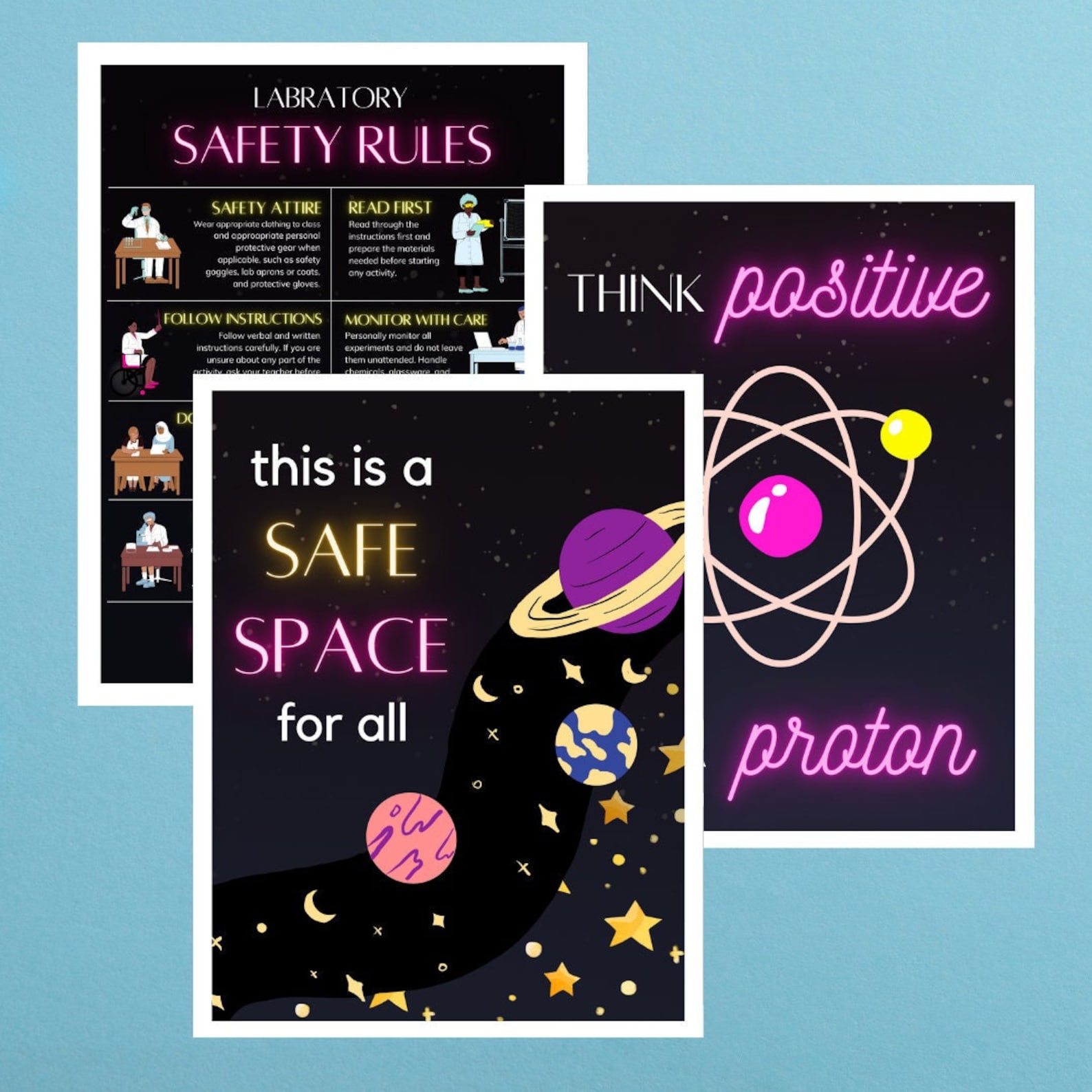 Space Themed Science Classroom Posters Lab Safety Biology Chemistry ...