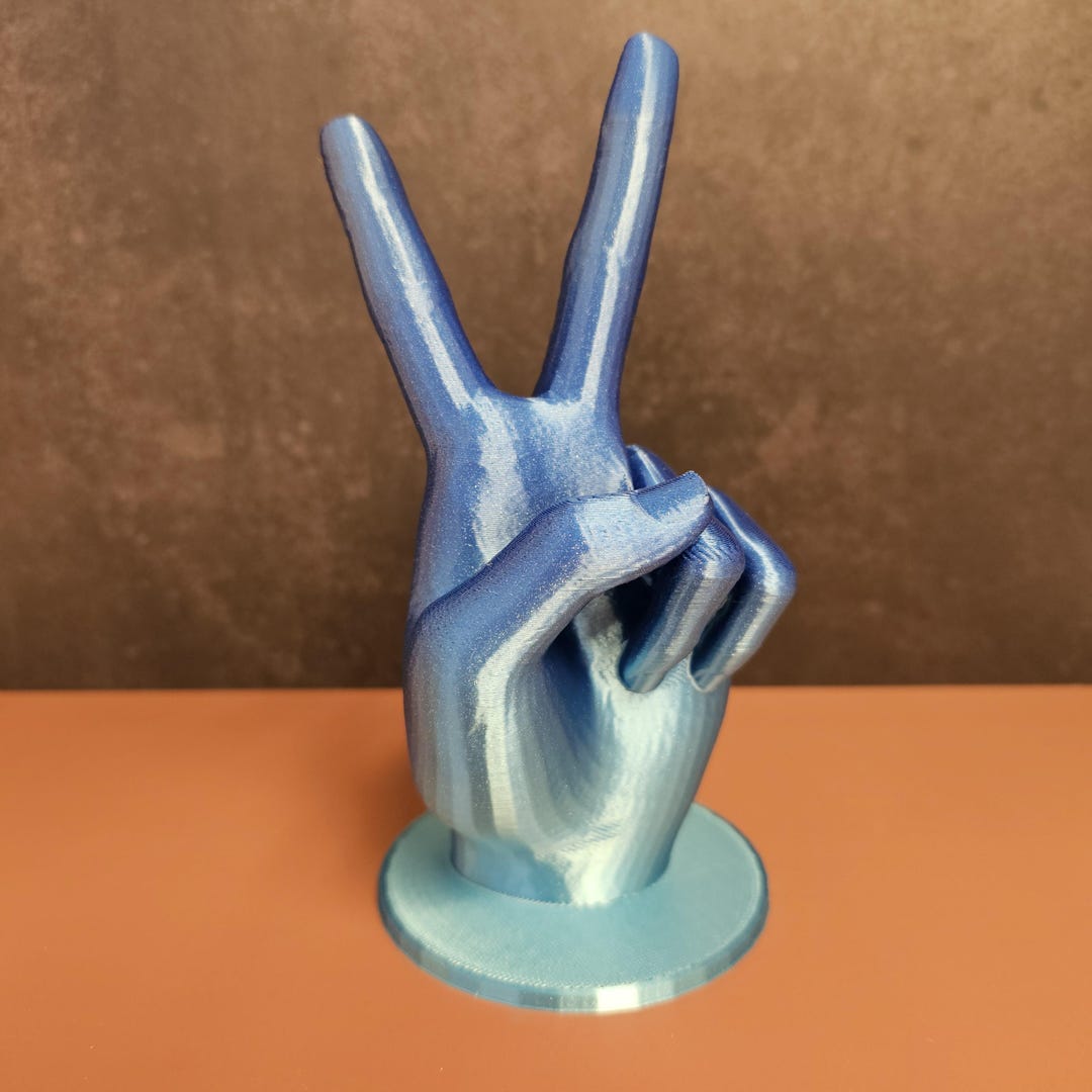Peace Sign Hand Sculpture – 3D Printed in Aqua Oasis | Unique Home ...