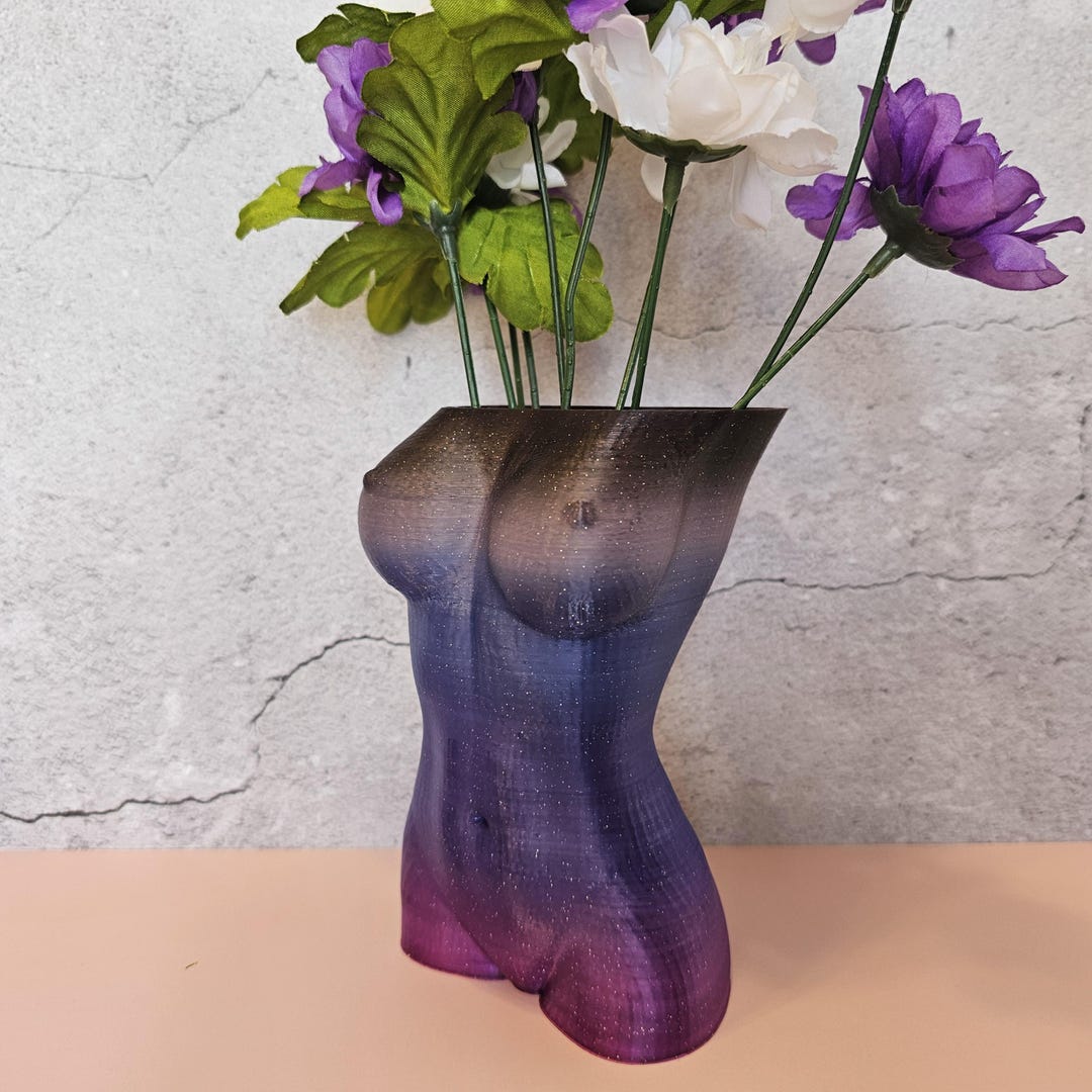 Luna – Mystic Eclipse Goddess Vase | Unique 3D Printed Torso Sculpture | Cosmic Home Decor ...