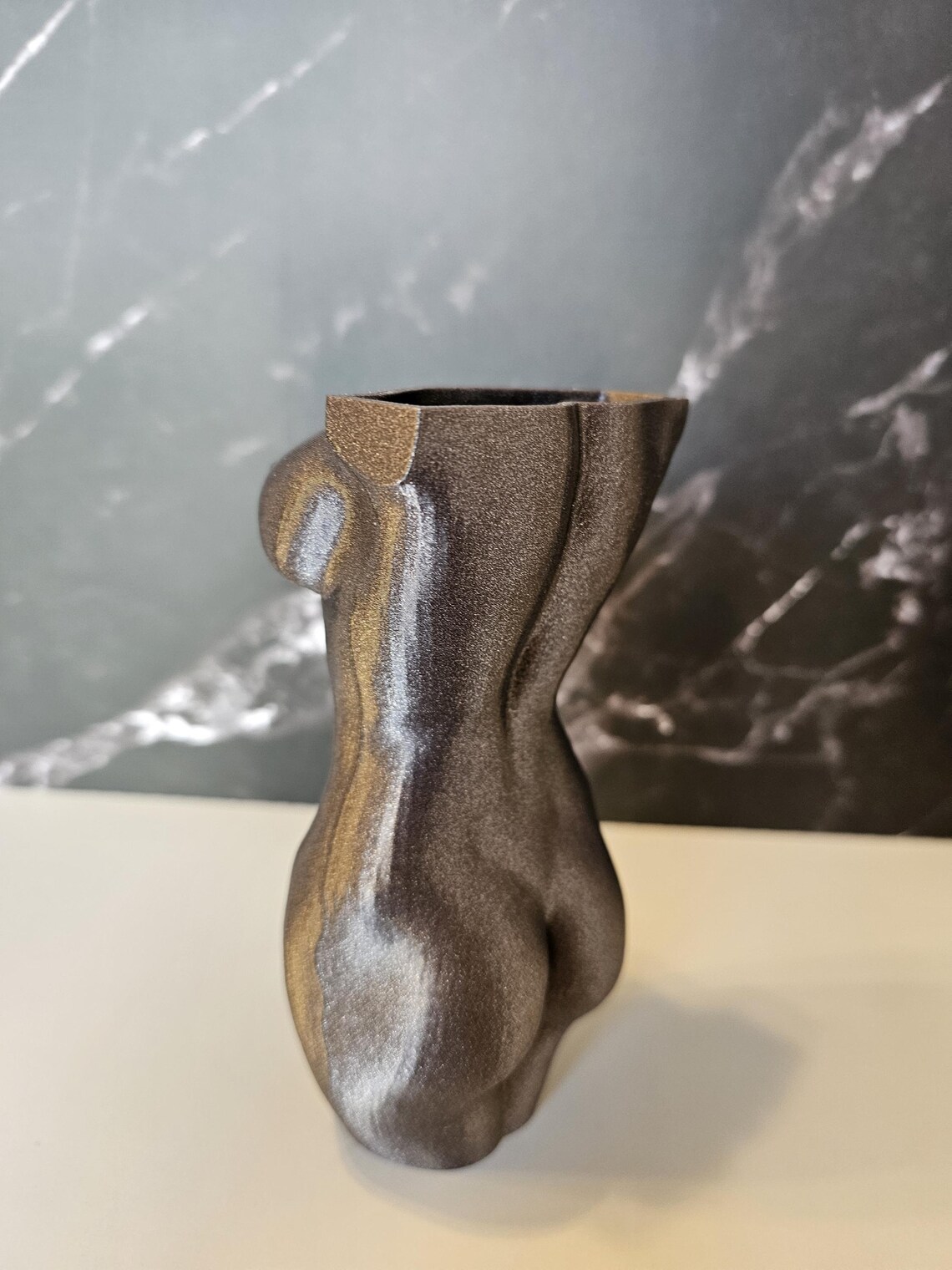 3D Printed Female Torso Vase: Diamond Silver Sculpture, Modern Home ...