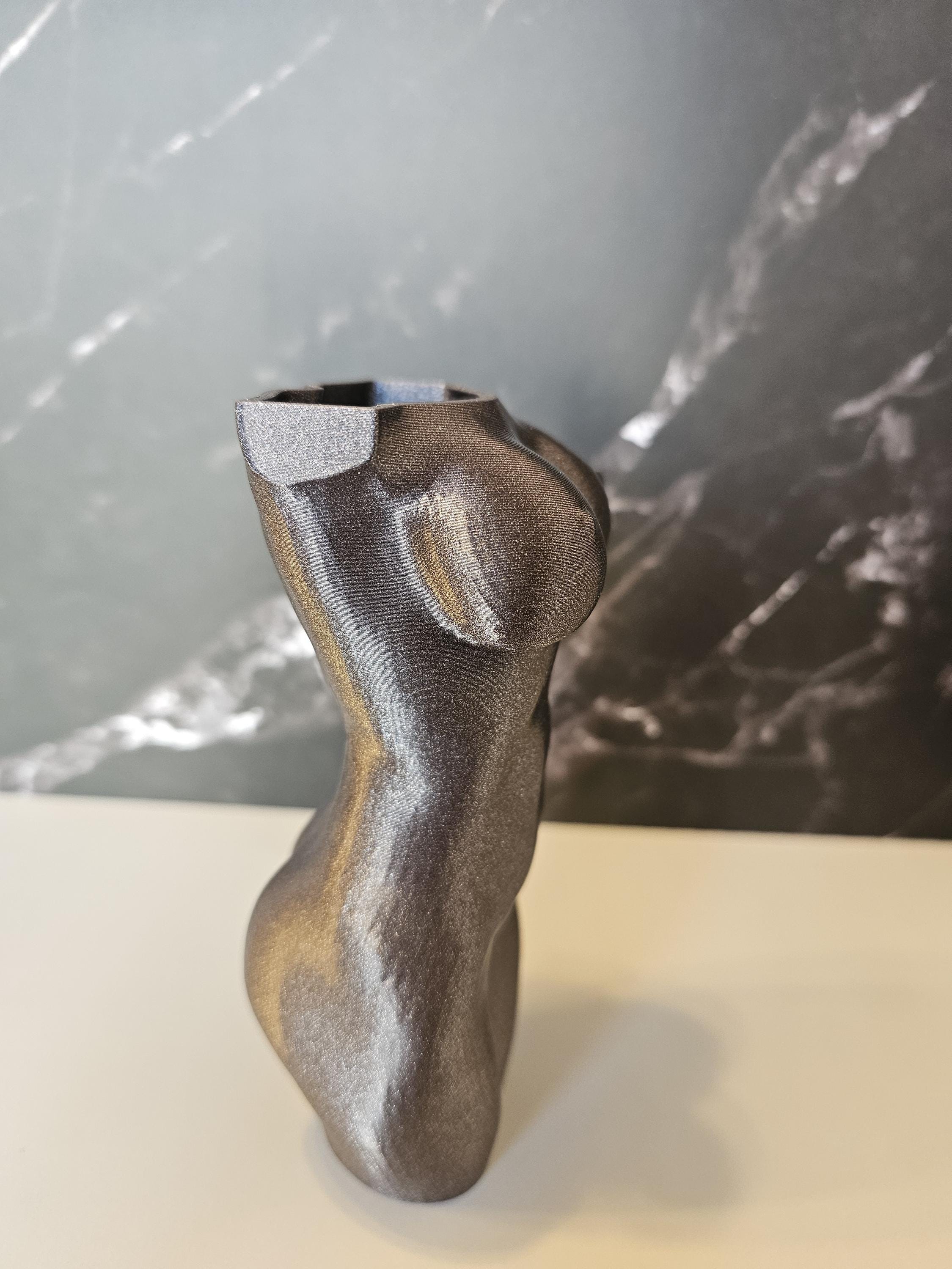 3D Printed Female Torso Vase: Diamond Silver Sculpture, Modern Home ...