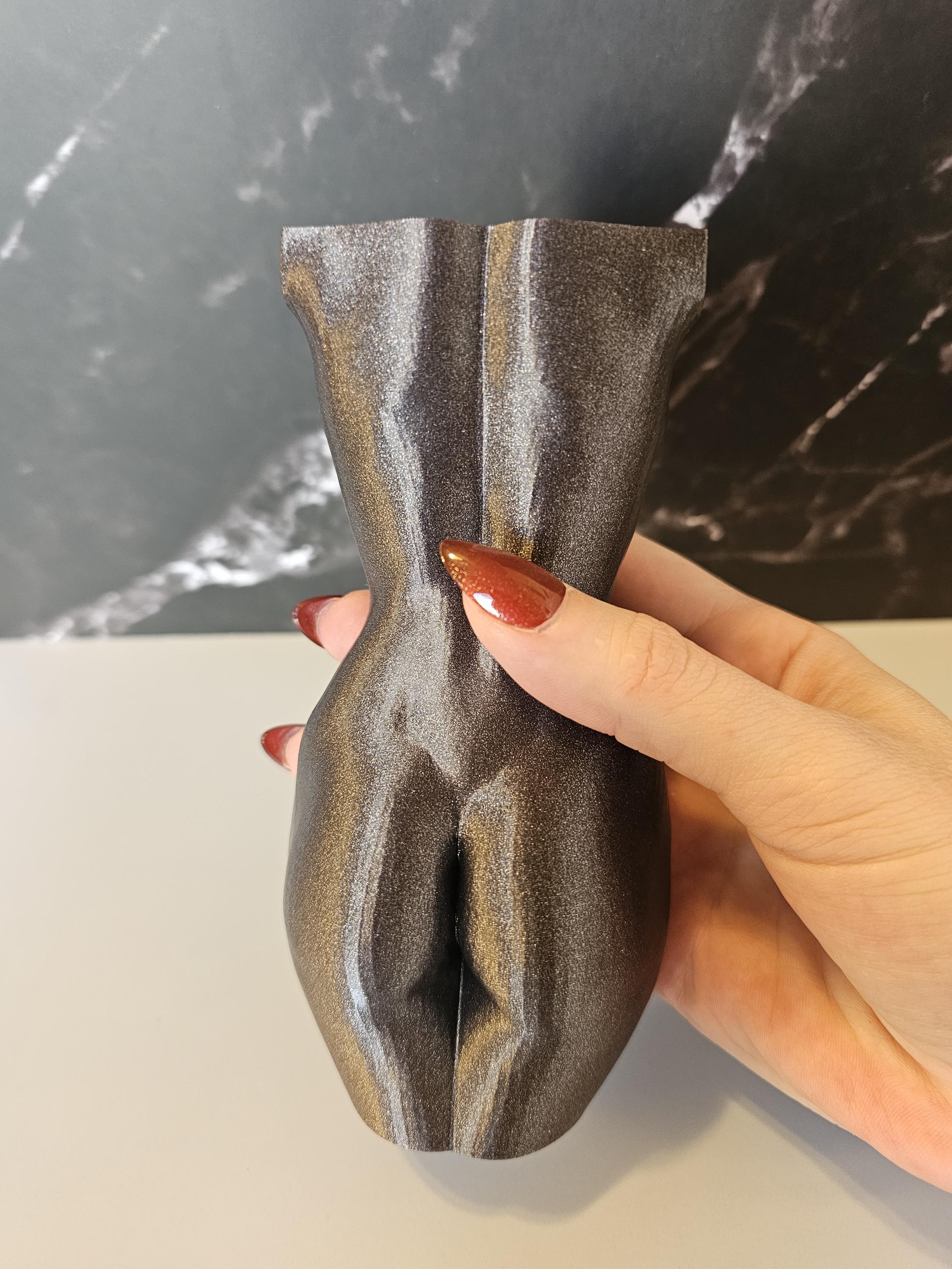 3D Printed Female Torso Vase: Diamond Silver Sculpture, Modern Home ...