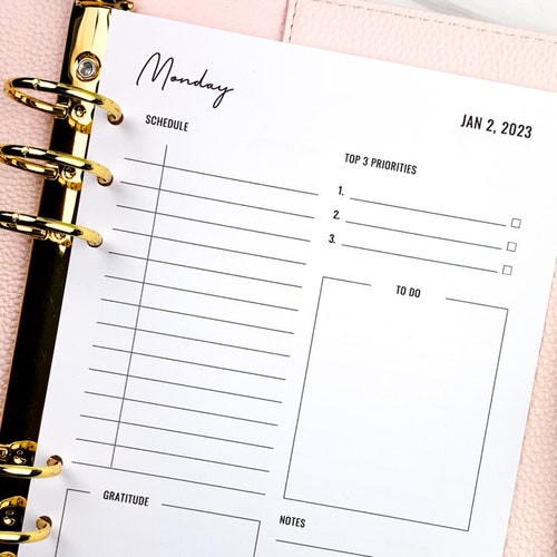 A5 Planner Inserts PRINTED Minimal Week on One Page A5 - Etsy