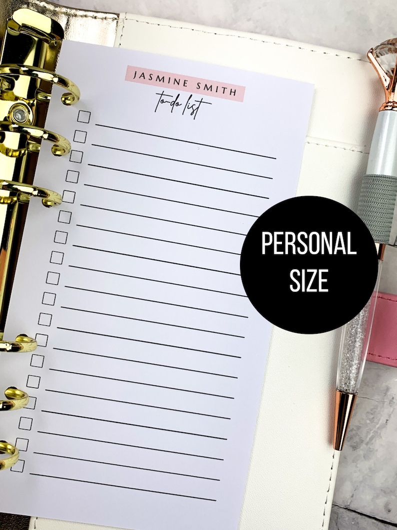 Personalized to Do List for Personal Ring Binder Personal Size Planner ...
