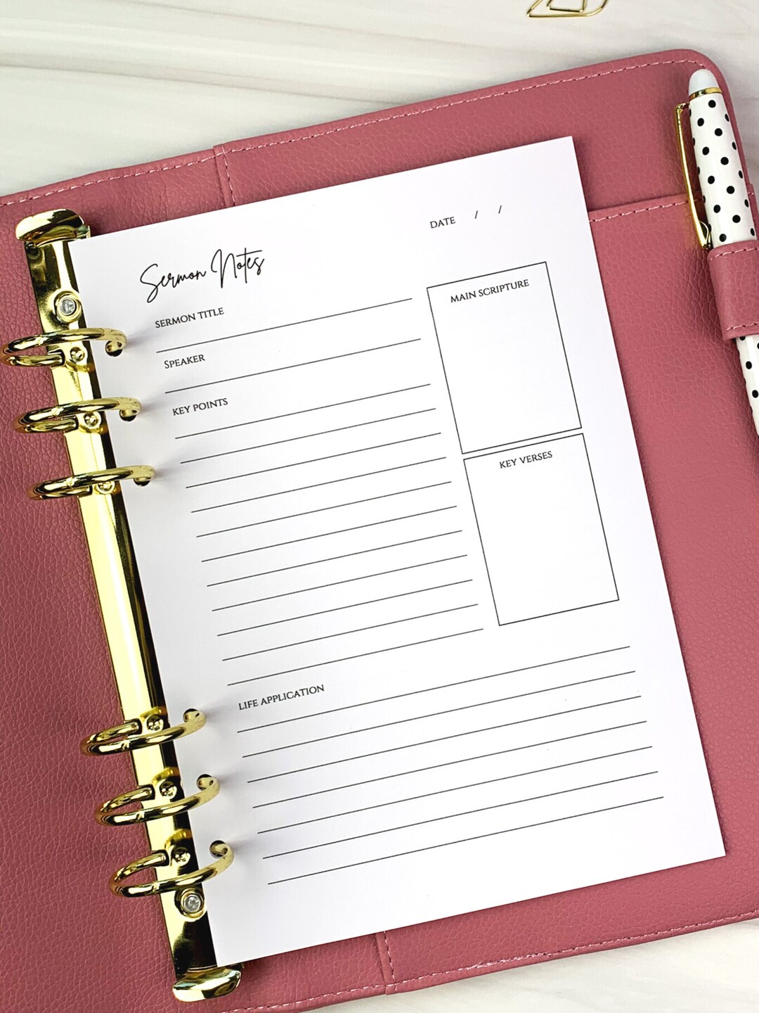 A5 Sermon Notes Inserts PRINTED Church Notes Christian Planner Inserts ...