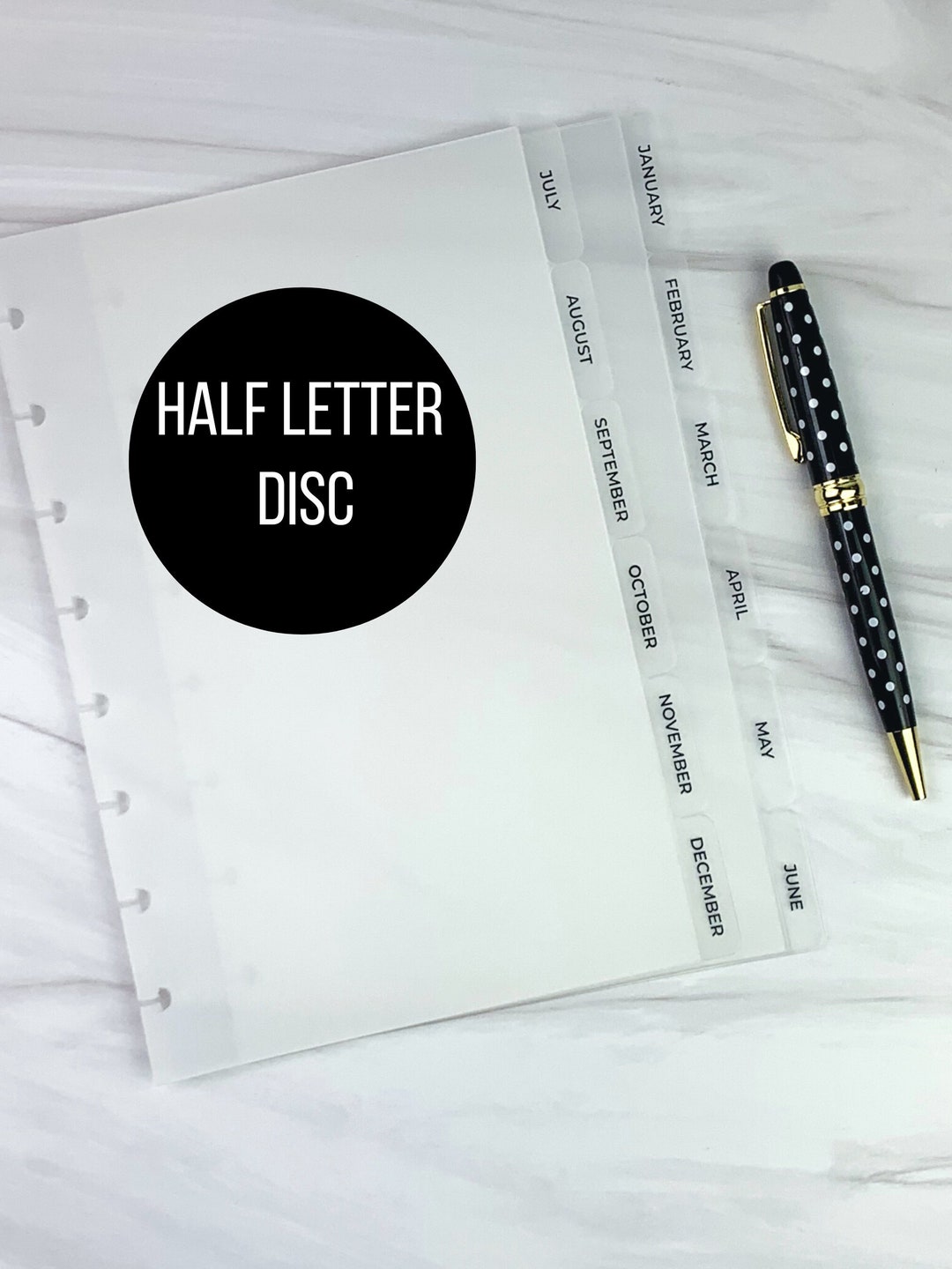 Half Letter Disc Dividers | Monthly Dividers | Disc Bound Dividers ...