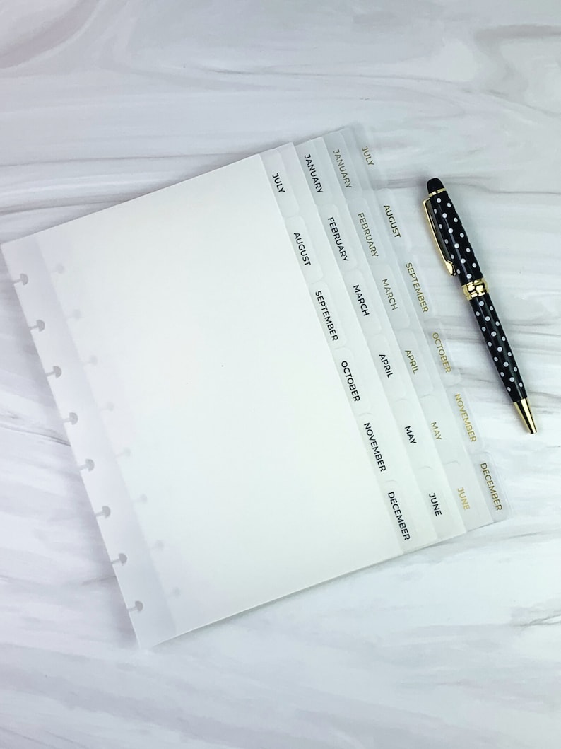 Half Letter Disc Dividers Monthly Dividers Disc Bound - Etsy