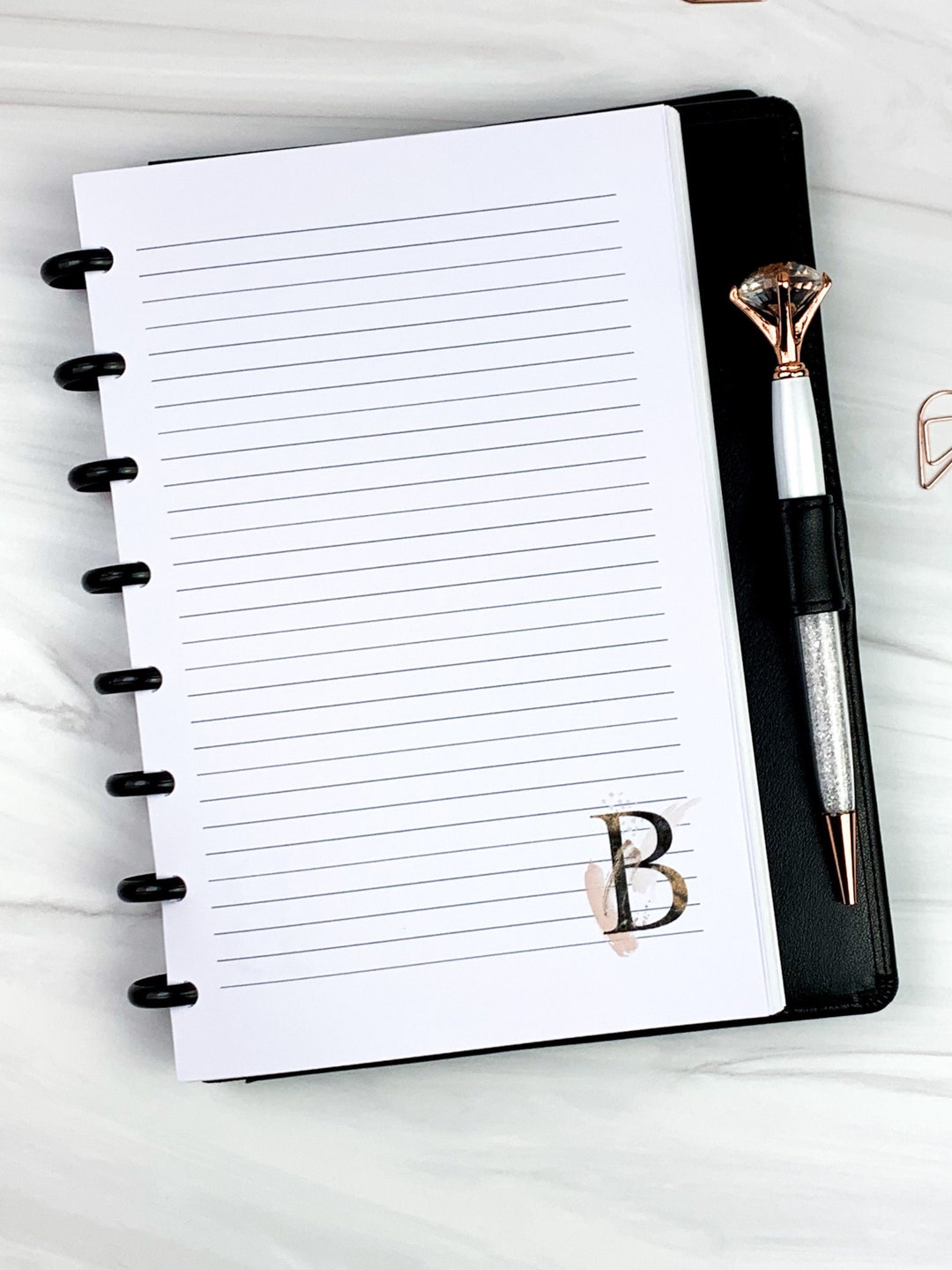 Half Letter Disc Inserts Monogrammed With Initial Lined Notes Junior ...