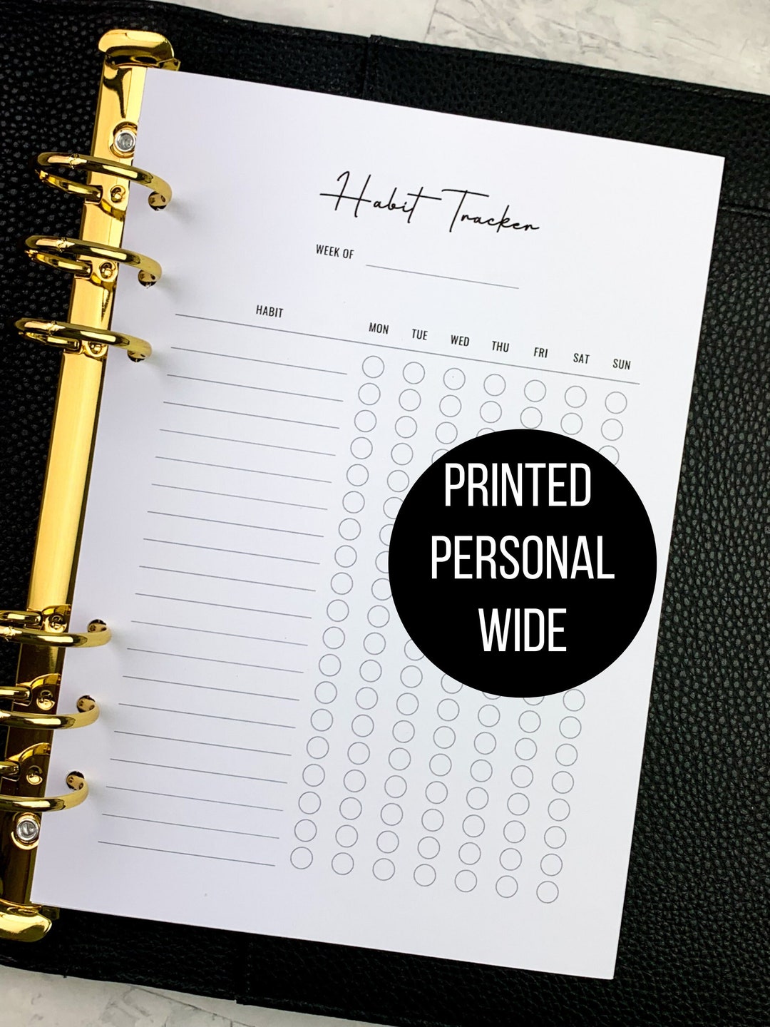 PERSONAL WIDE Planner Inserts PRINTED Habit Tracker Personal Wide ...