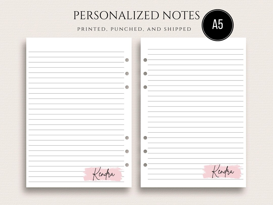 Personalized A5 Planner Inserts | Printed A5 Lined Paper, A5 Notes ...