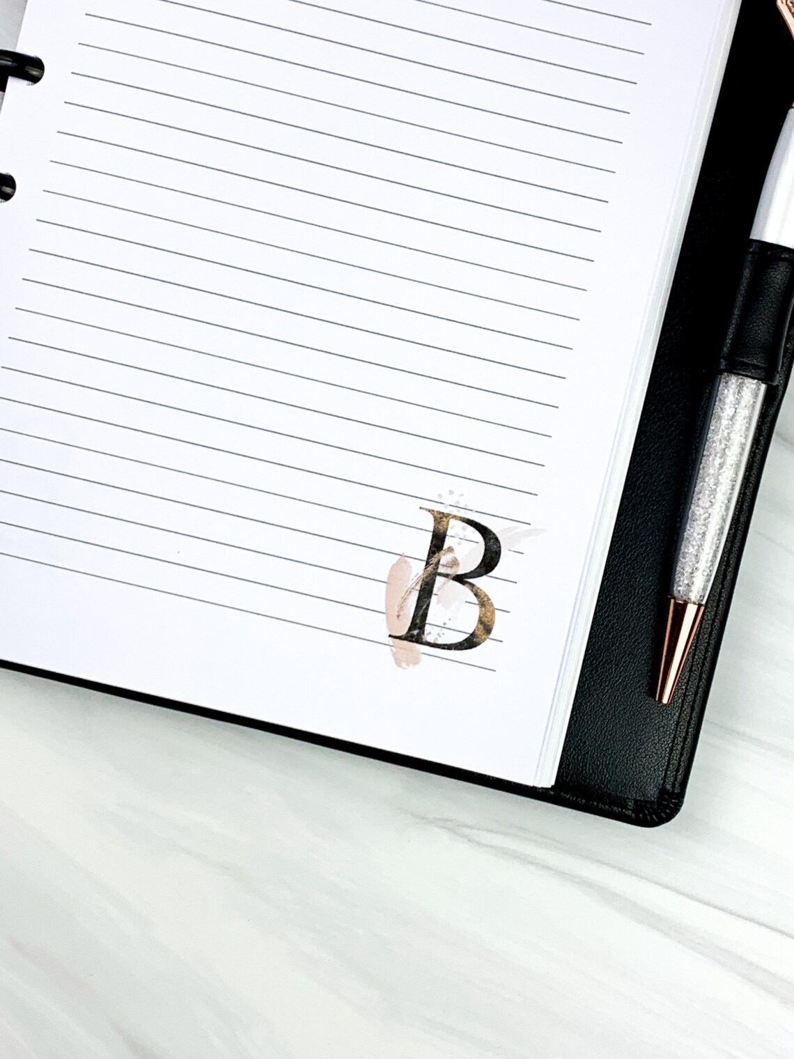 Half Letter Disc Inserts Monogrammed With Initial Lined Notes - Etsy