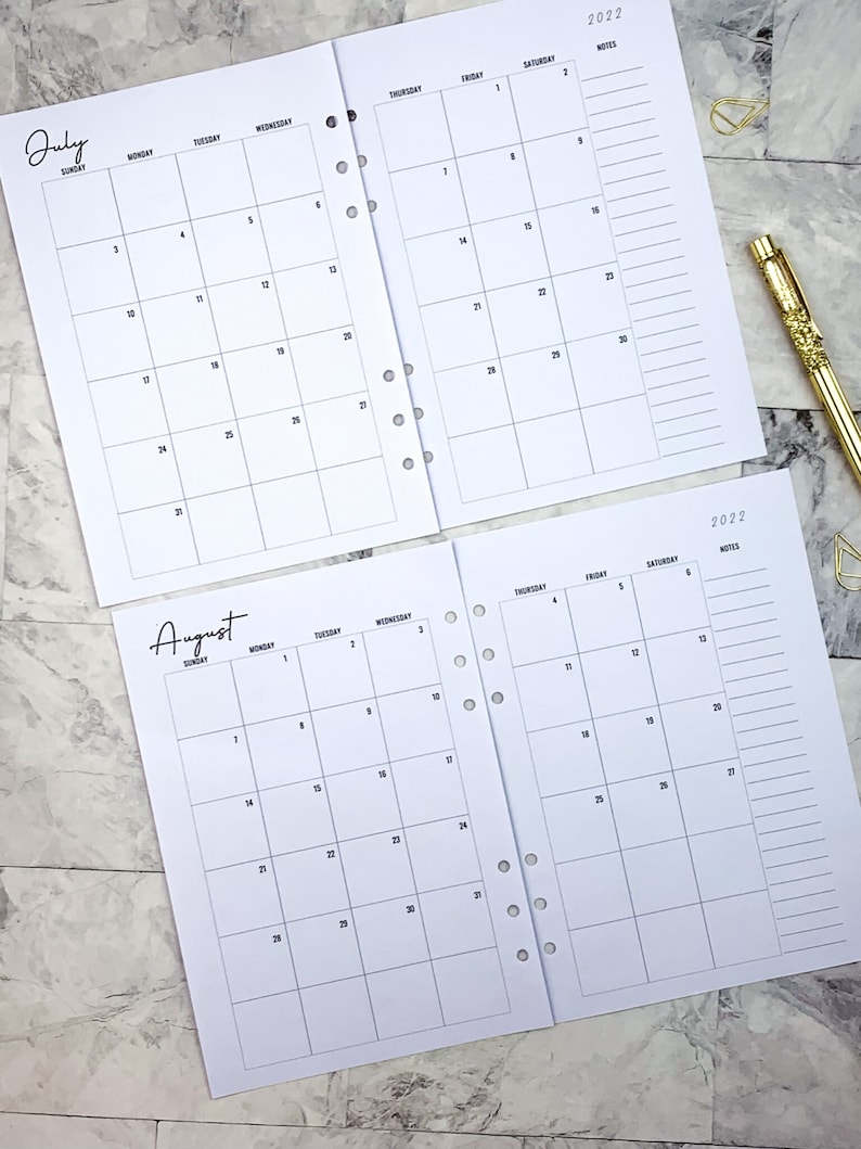 Printed 2026 PERSONAL WIDE Dated Monthly Inserts Monthly 2 Page Planner ...
