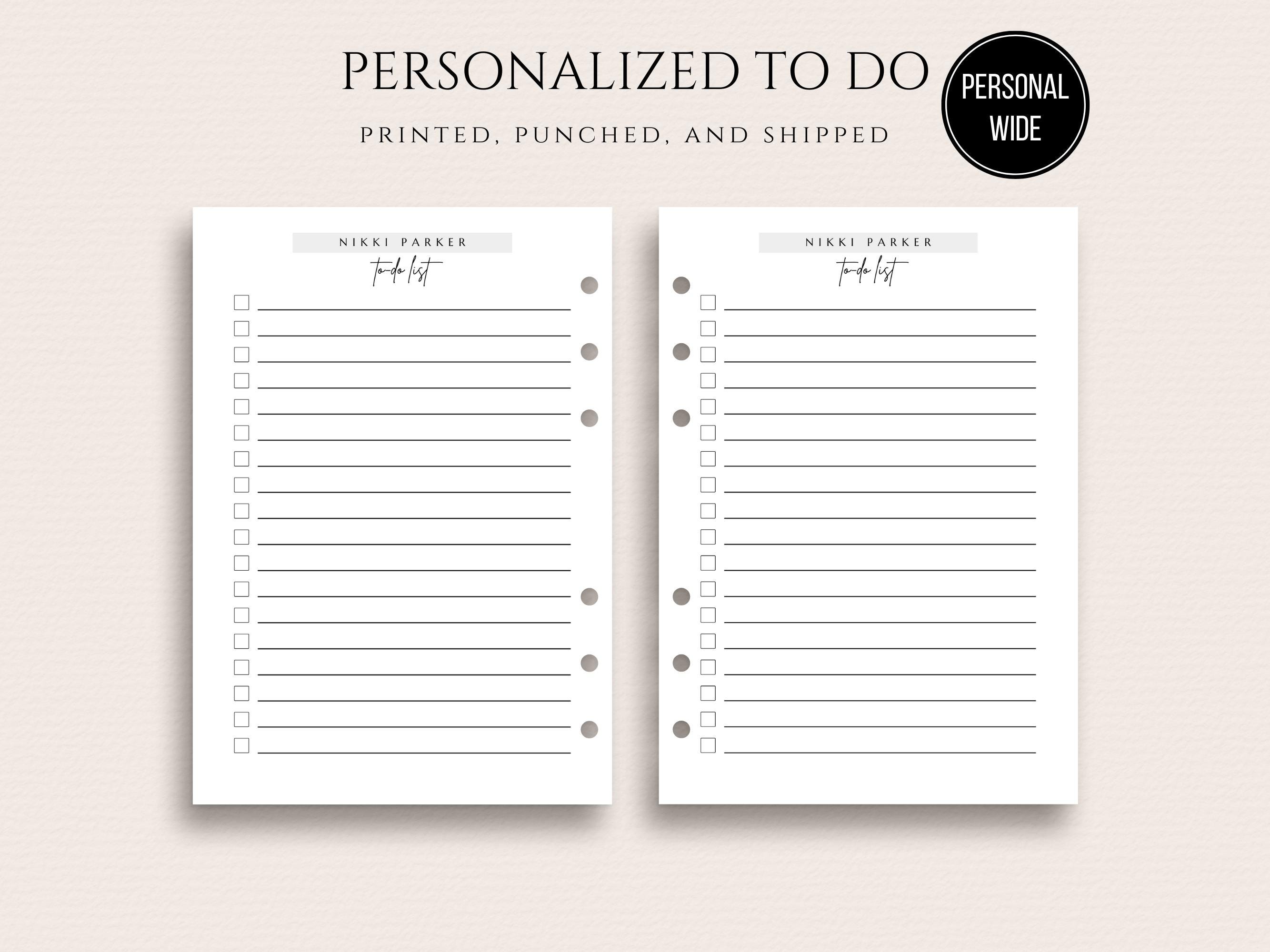Personal Wide to Do List Personalized Inserts Planner Pages Personal ...