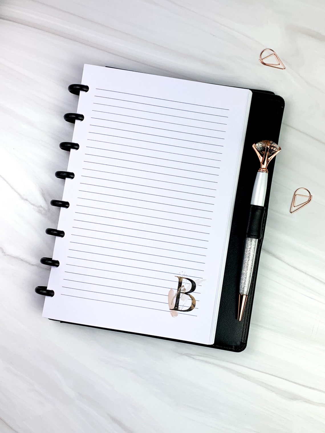 Half Letter Disc Inserts Monogrammed With Initial Lined Notes - Etsy