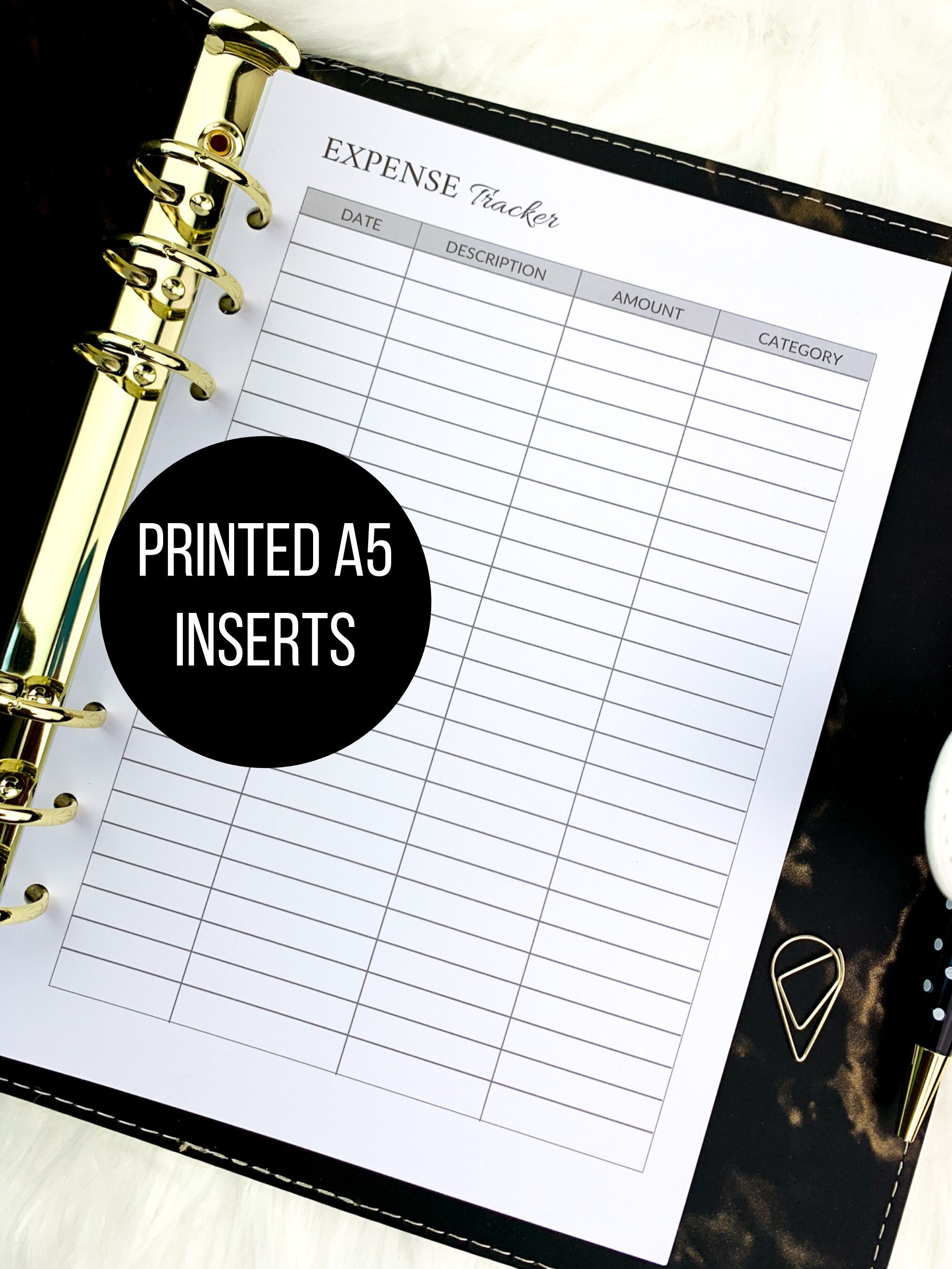 A5 Expense Tracker Inserts PRINTED A5 Planner Inserts - Etsy