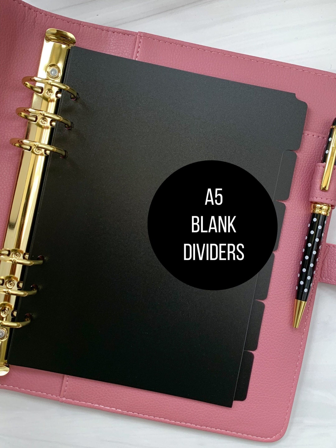 Black A5 Blank Tab Planner Dividers 6 Tab 6 Ring Planner Insert A5 ...