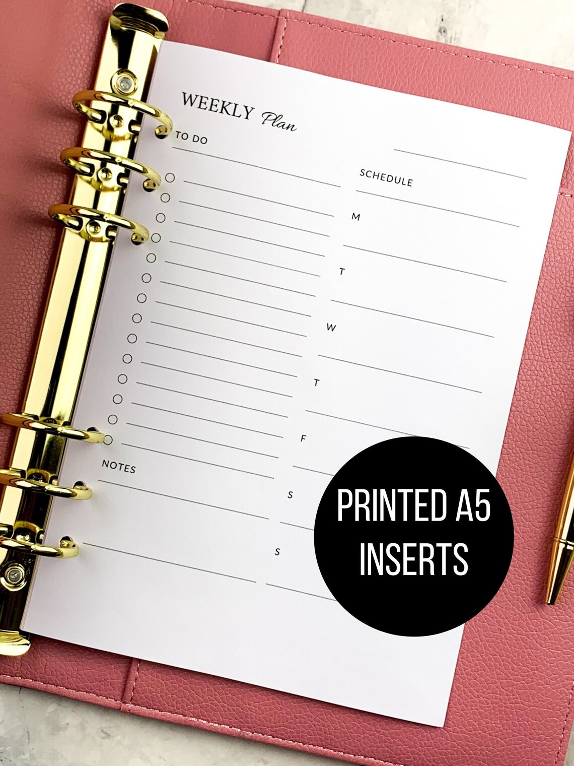 A5 Planner Inserts PRINTED Minimal Week on One Page A5 - Etsy