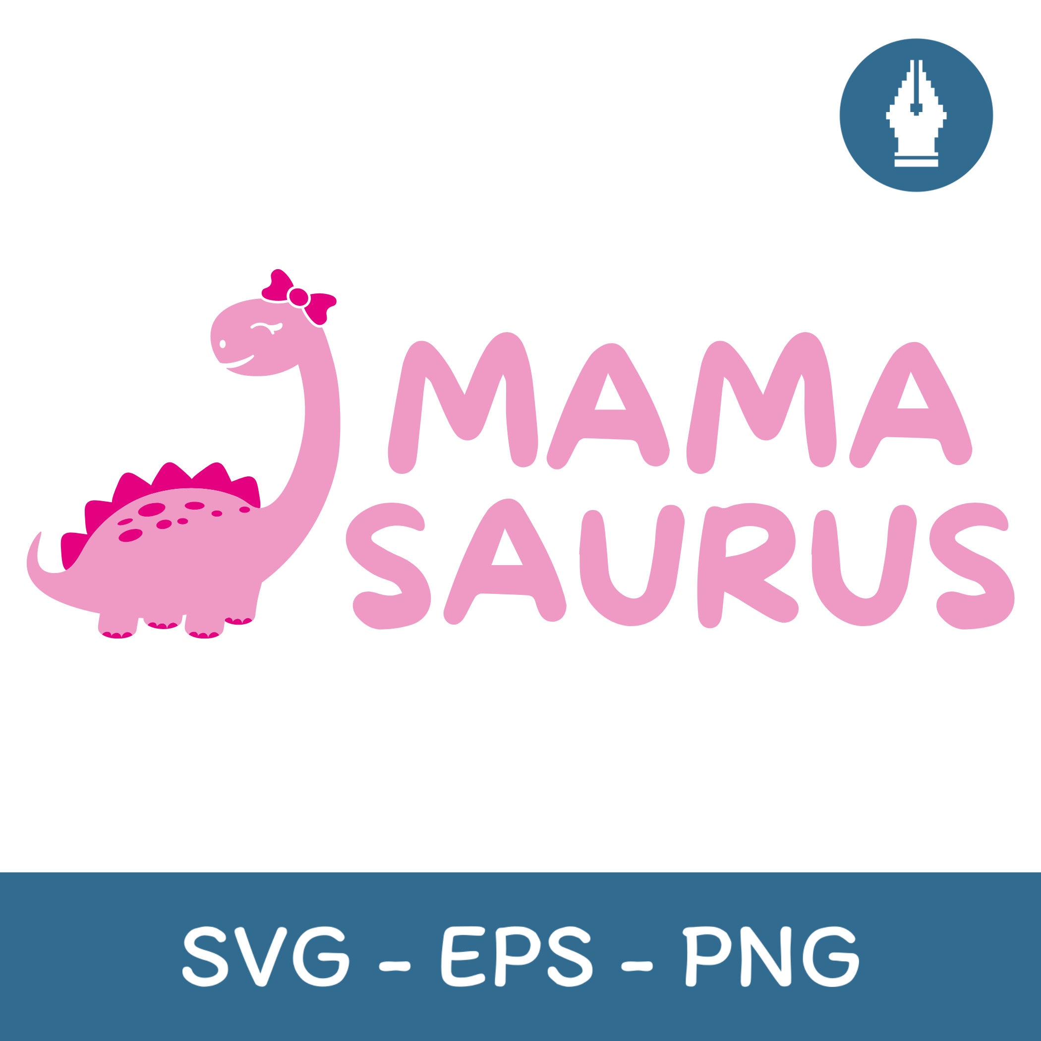 Mama Saurus Pink Dinosaur SVG Vector Clipart Cricut Cut File - Etsy