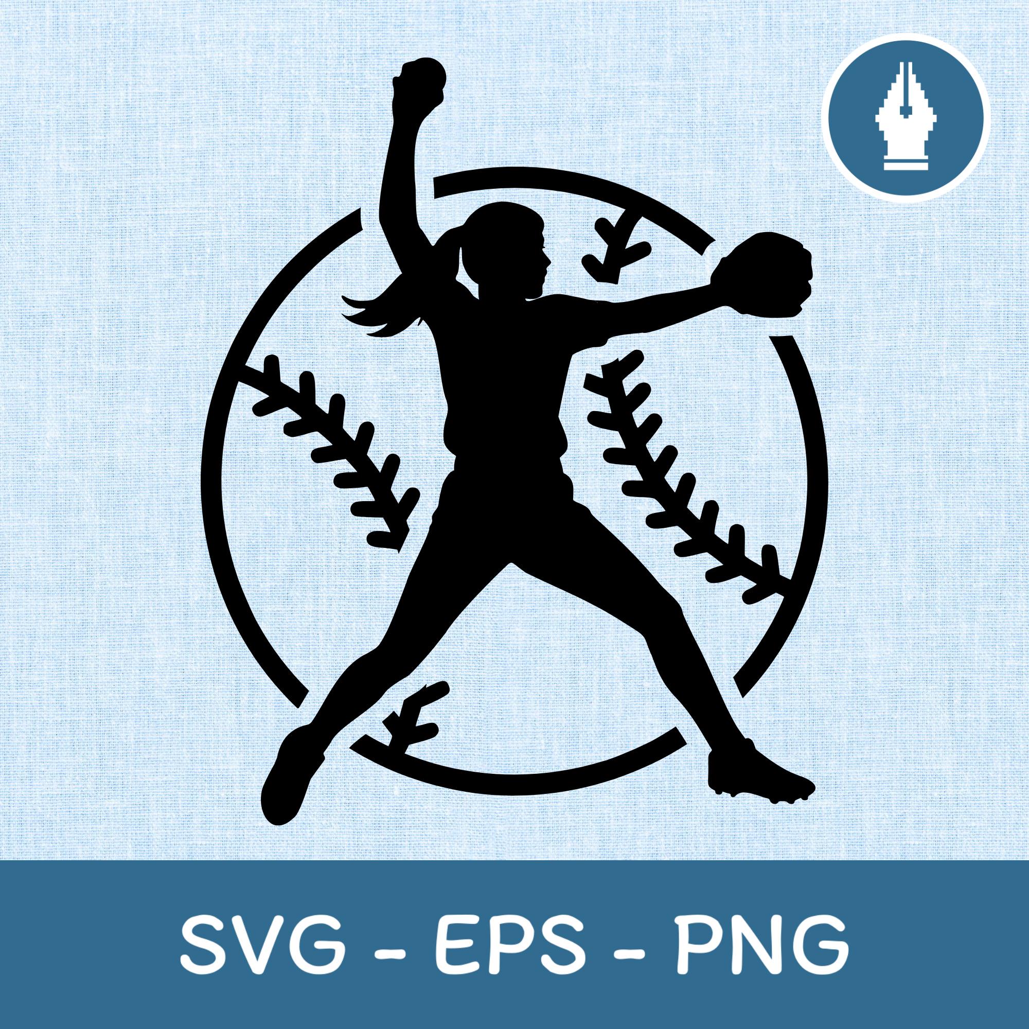 Girl Softball Player SVG, Softball Clipart Vector Softball Pitcher ...
