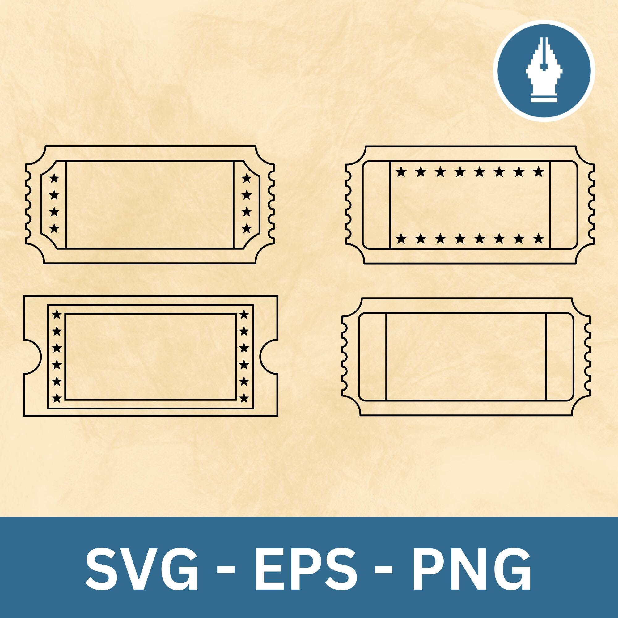 Ticket Template SVG, Clipart Vector Ticket Shape PNG Cut File, Retro ...