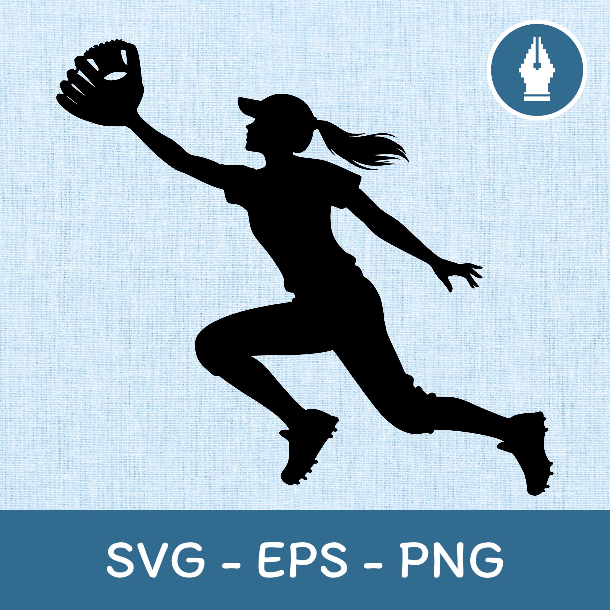 Girl Softball Player Silhouette Outfield Catching SVG Clipart Cricut ...