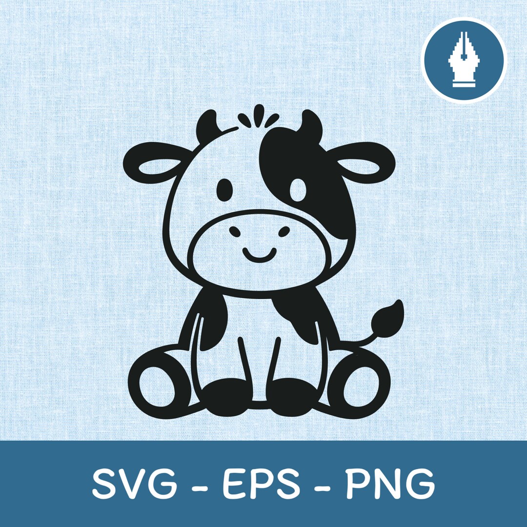 Adorable Cartoon Cow Sitting SVG Vector Clipart Cut File - Etsy