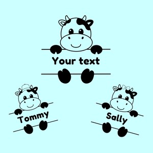 Cute Baby Cow Monogram SVG | Adorable Cartoon Cow Clipart Vector Custom ...