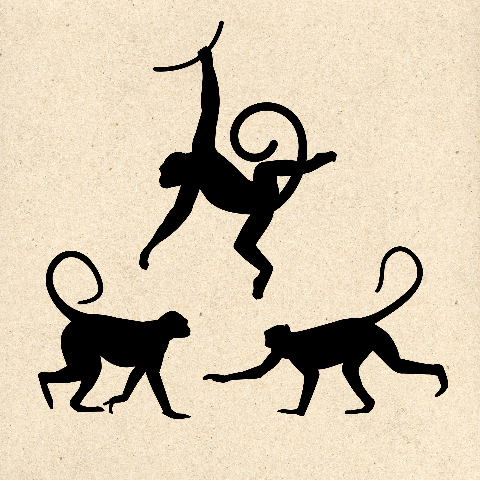 Monkey Swinging Silhouette SVG | Ape Outline Vector Clip Art | PNG - Etsy