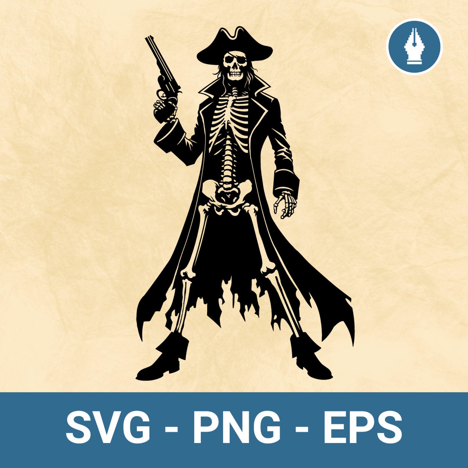 Skeleton Pirate SVG PNG Clipart Cricut Vector Cut File Instant Download ...