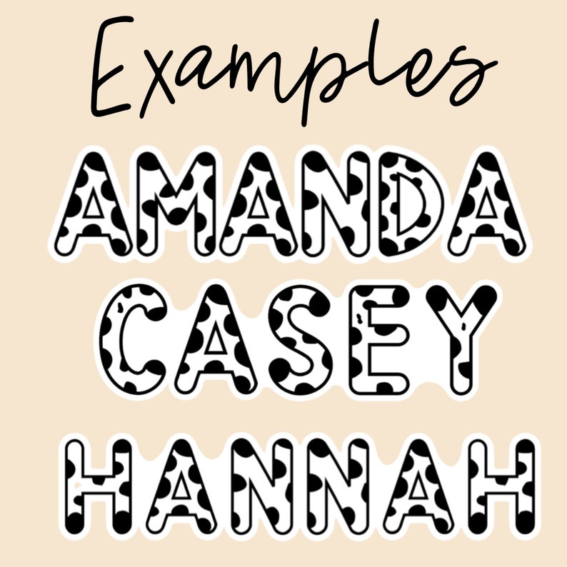 Cow Print Name Decal Name Sticker Custom Stickers Custom - Etsy