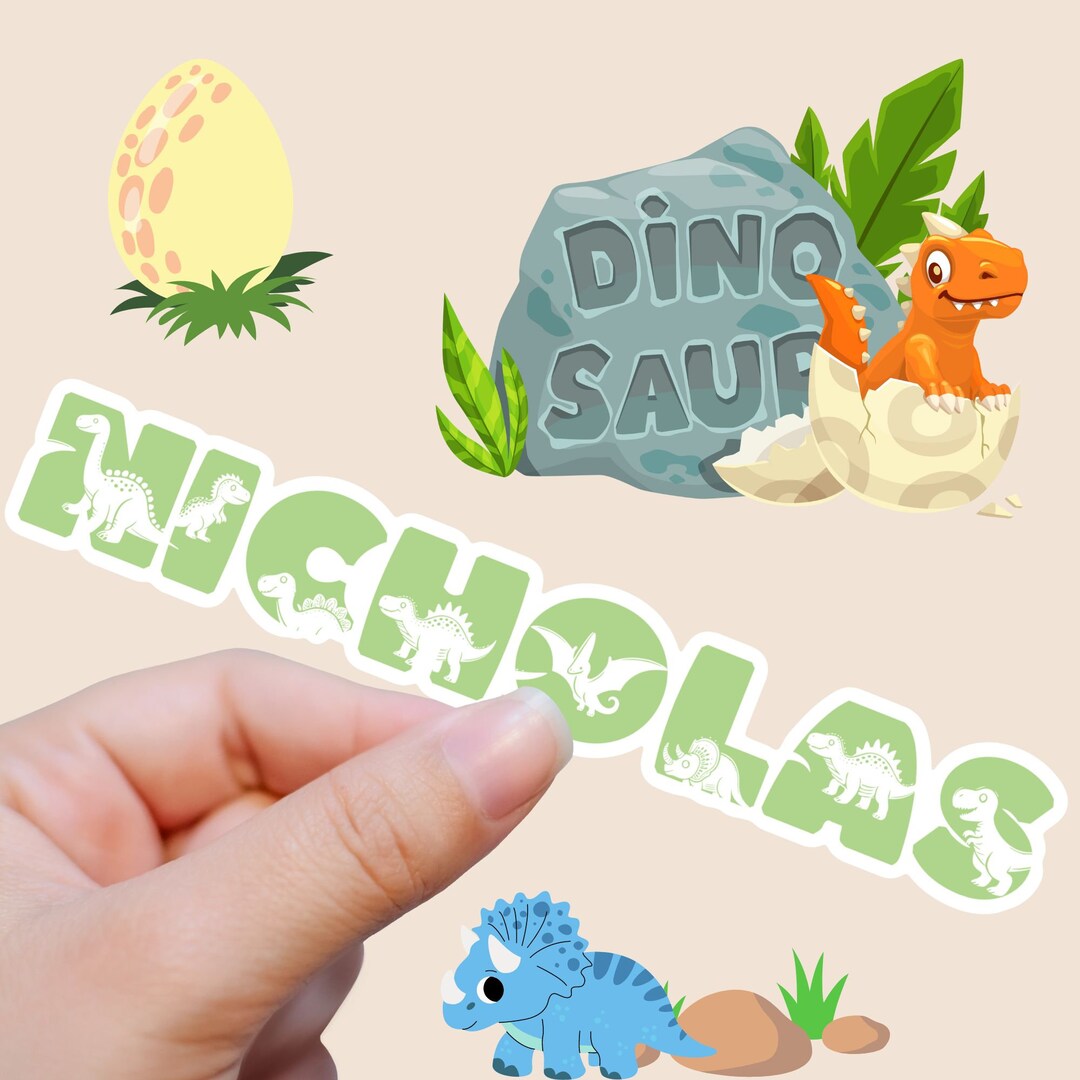 Dinosaur Name Sticker, Name Sticker, Custom Name Sticker, Back to ...