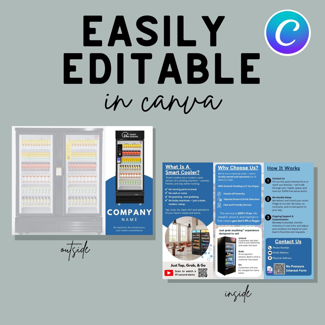 Editable Vending Machine Business Brochure Canva Template | Modern ...