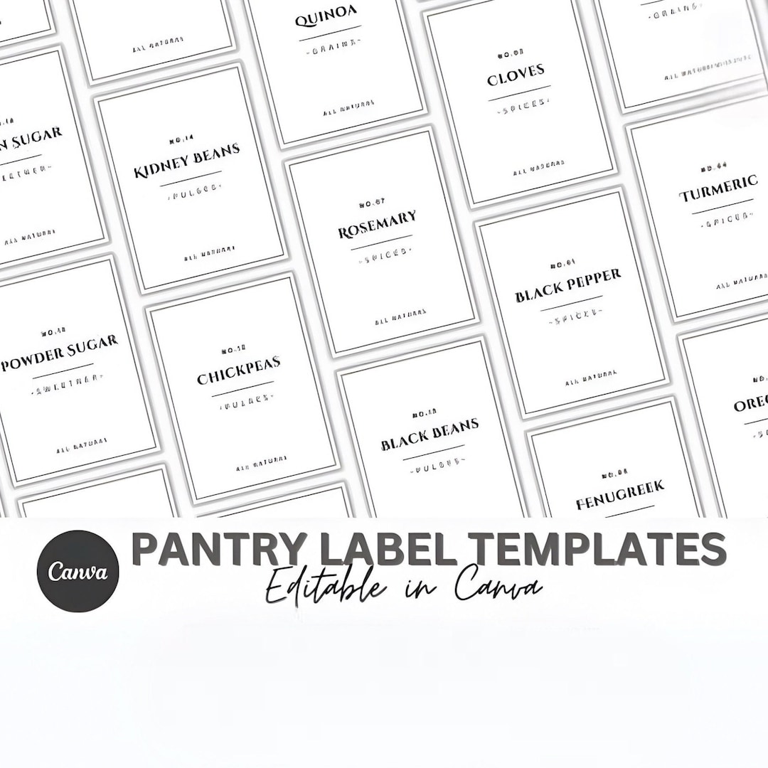 Editable Template for Pantry Labels | Spice Labels | Home Organization ...