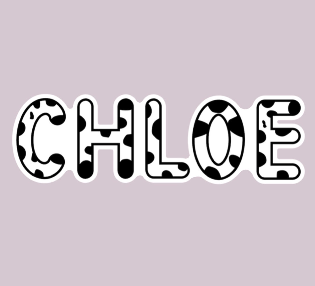 Cow Print Name Decal, Name Sticker, Custom Stickers, Custom Name ...
