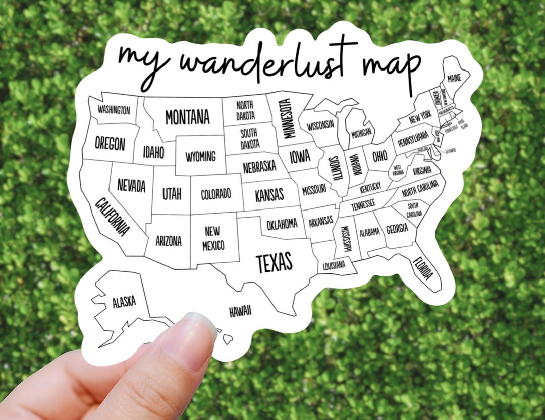 My Wanderlust Map | Vinyl Sticker or Magnet | United States USA ...