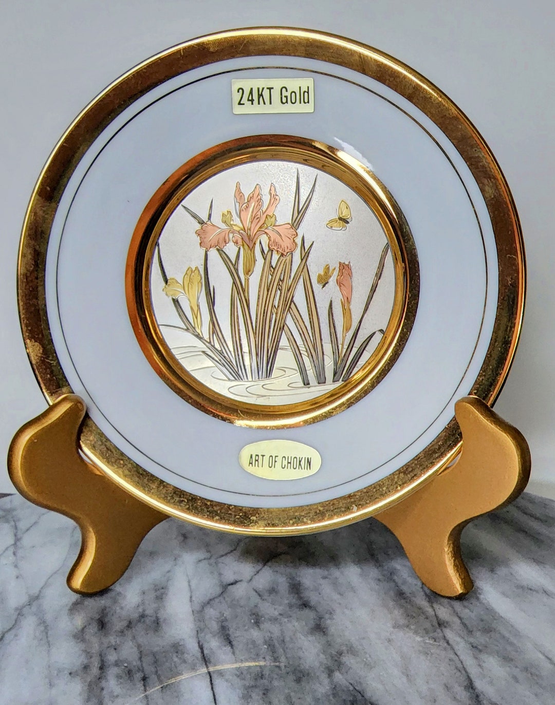 Asian Antique 24K Gold Plated Plate - Etsy