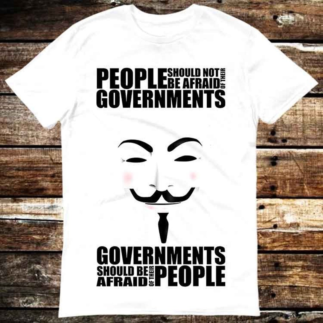 V for Vendetta Anonymous Mask Government T Shirt Meme Gift Top Tee ...