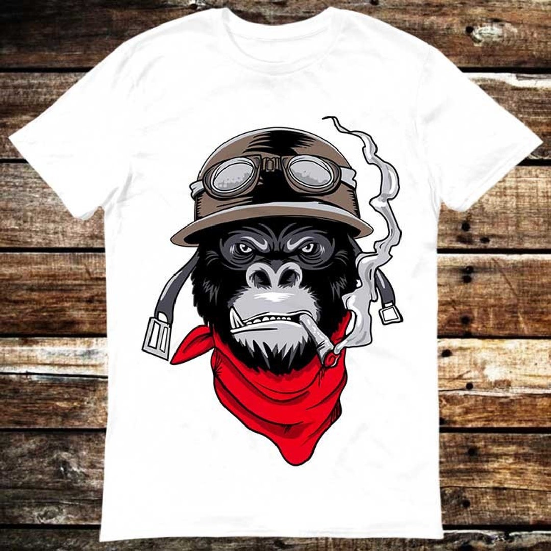 Monkey Gangsta Biker Heavy Metal Rock Punk T Shirt Meme Gift Shirt ...