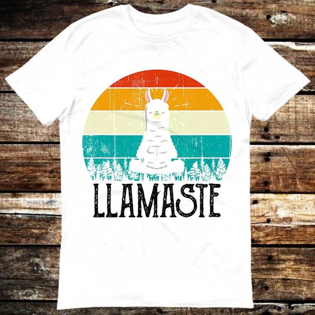 Namaste Cute Llama Yoga Meditation Gym Llamaste Parody T Shirt Meme ...